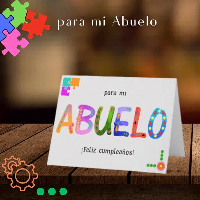 Feliz Cumpleaños Abuelo Whimsical letters Birthday Card | Zazzle