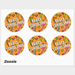Feliz Cumpleanos Happy Birthday in Spanish Classic Round Sticker | Zazzle