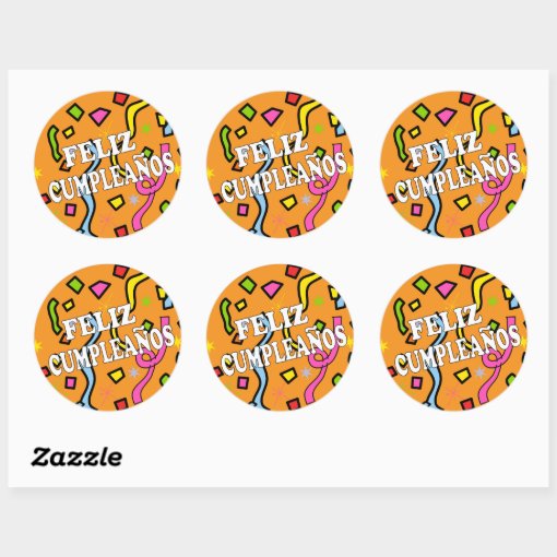 Feliz Cumpleanos Happy Birthday in Spanish Classic Round Sticker | Zazzle