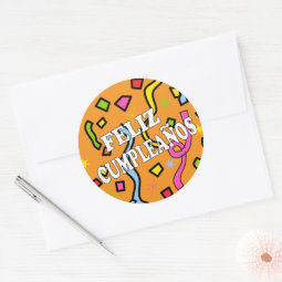 Feliz Cumpleanos Happy Birthday in Spanish Classic Round Sticker | Zazzle