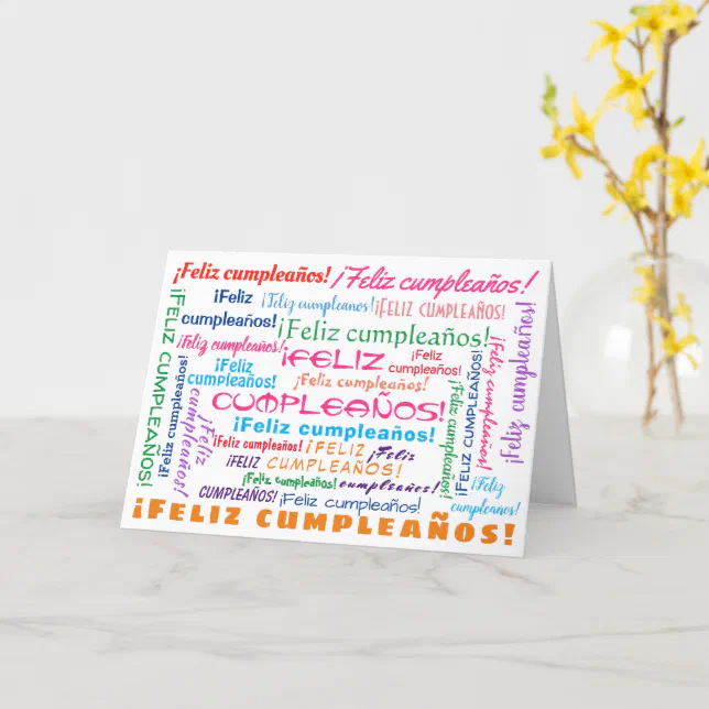 Feliz Cumpleaños Spanish Happy Birthday Word Cloud Card | Zazzle