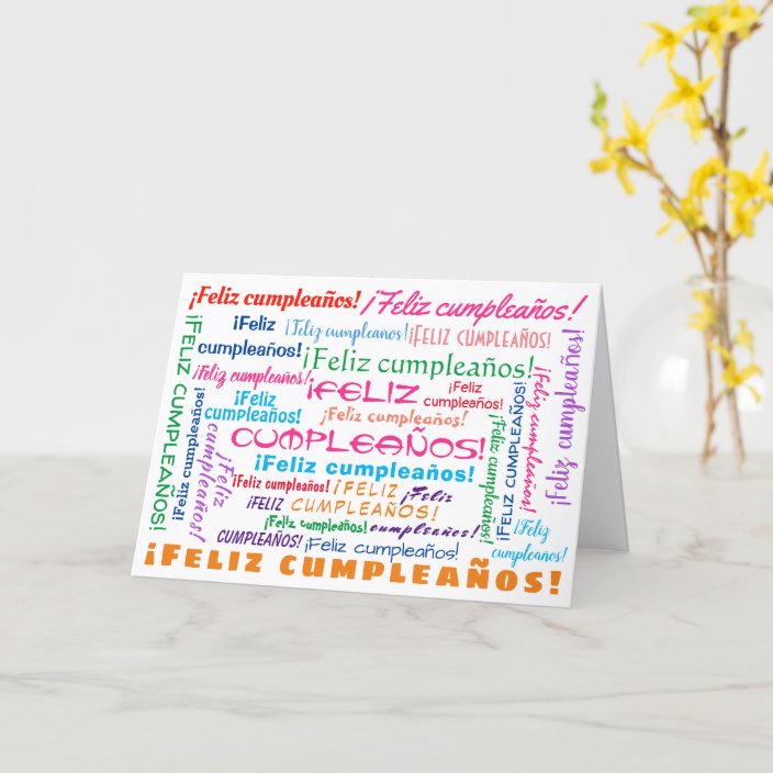 Feliz Cumpleaños Spanish Happy Birthday Word Cloud Card | Zazzle.com