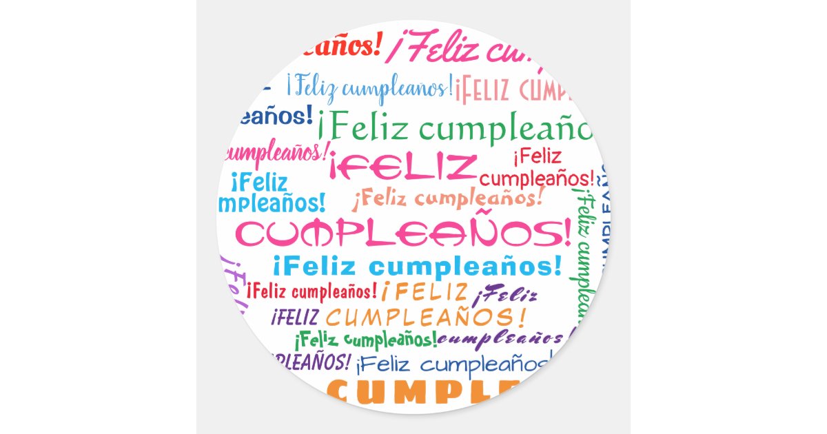 Feliz Cumpleaños Spanish Happy Birthday Word Cloud Classic Round ...