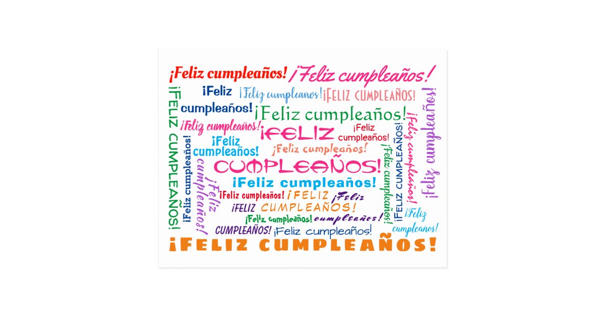 Feliz Cumpleaños Spanish Happy Birthday Word Cloud Postcard | Zazzle.com