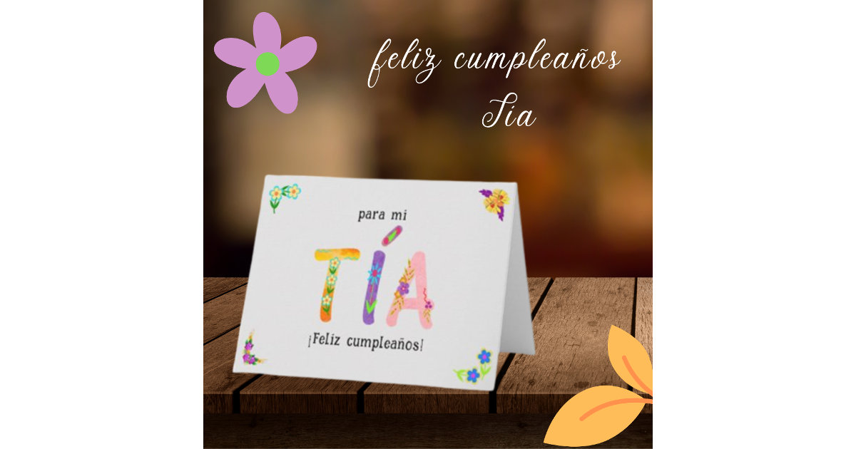 Feliz Cumpleaños Tía Whimsical letters Birthday Card | Zazzle