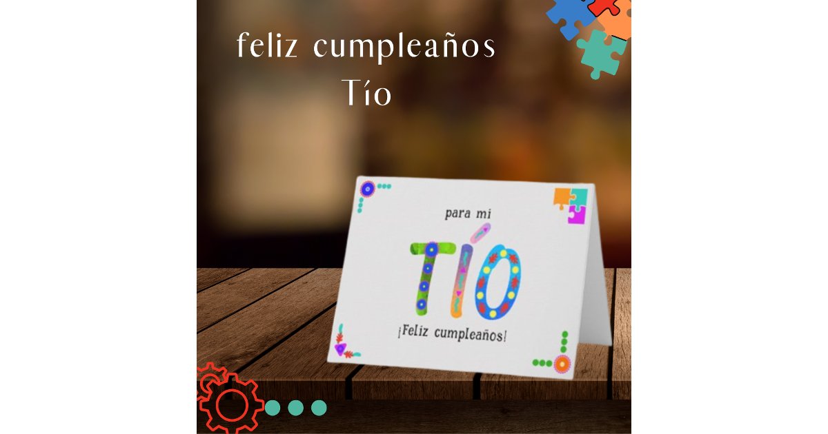 Feliz Cumpleaños Tío Whimsical letters Birthday Card | Zazzle