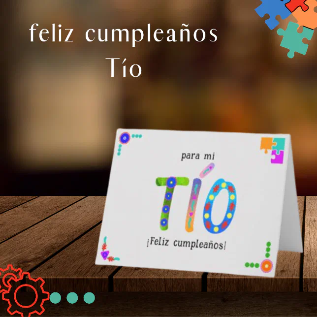 Feliz Cumpleaños Tío Whimsical letters Birthday Card | Zazzle