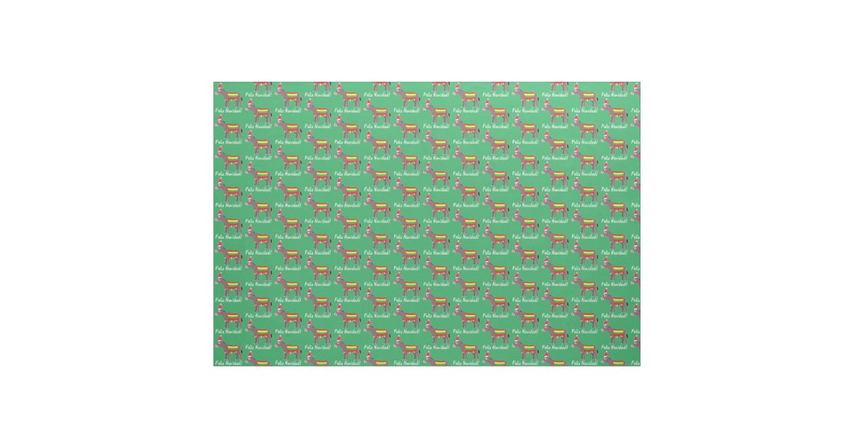 Feliz Navidad! Burro Dressed Up for the Holidays Fabric | Zazzle
