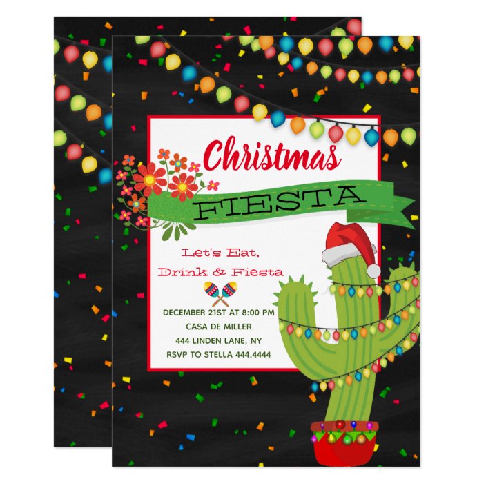 Feliz navidad Christmas Party Fiesta Invitation | Zazzle.com