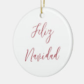 Feliz Navidad Christmas Script Typography Ceramic Ornament | Zazzle