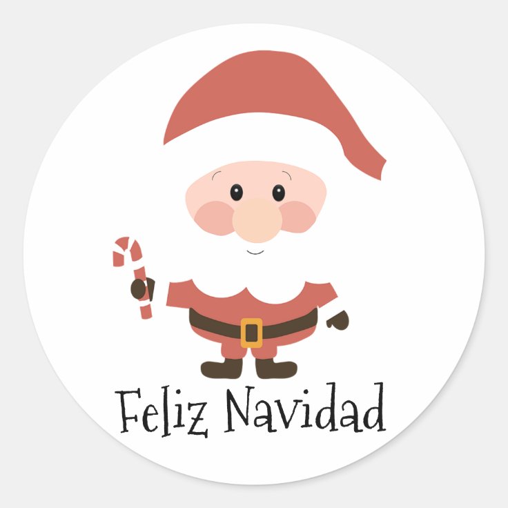 Feliz Navidad Classic Round Sticker | Zazzle