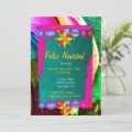 Feliz Navidad Fiesta On Pink & Green Sarape Invitation | Zazzle