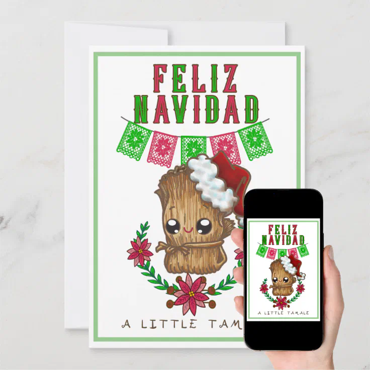 Feliz Navidad - Little Tamale Spanish/English Text Holiday Card | Zazzle