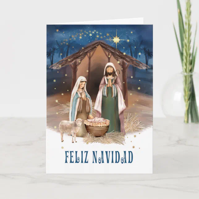 Feliz Navidad. Nativity Scene Cards in Spanish | Zazzle