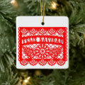 Feliz Navidad Papel Picado Ceramic Ornament | Zazzle