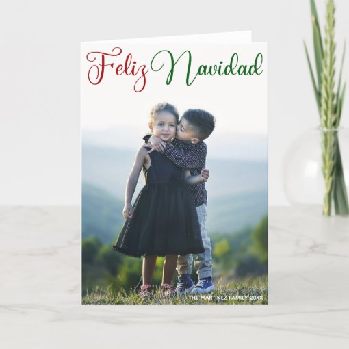 Feliz Navidad Red Green Spanish Christmas Folded Holiday Card | Zazzle