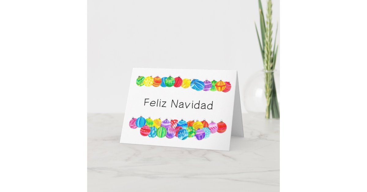Feliz Navidad Spanish Christmas , watercolor Holiday Card | Zazzle