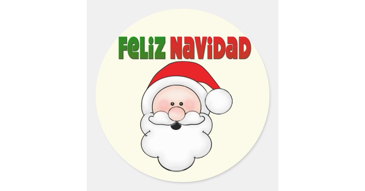 Feliz Navidad Spanish Santa Classic Round Sticker | Zazzle