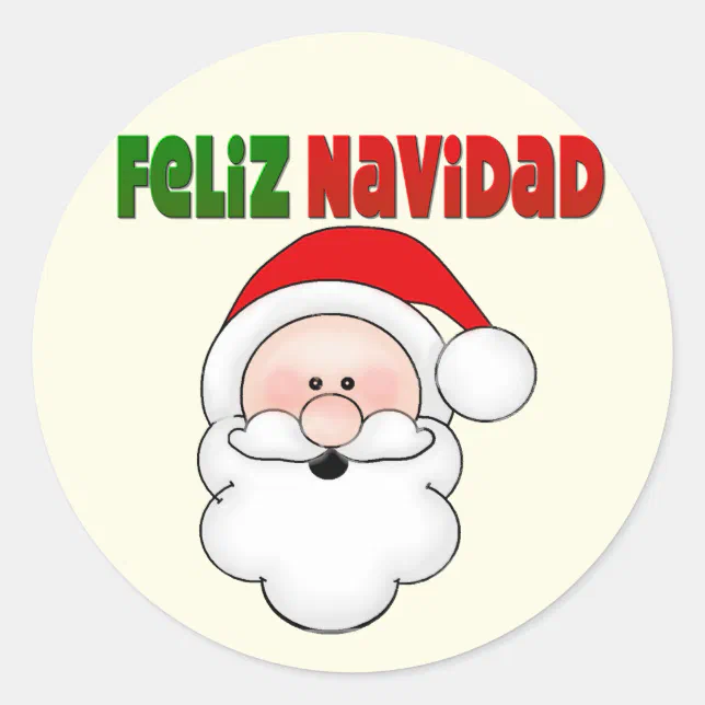 Feliz Navidad Spanish Santa Classic Round Sticker | Zazzle