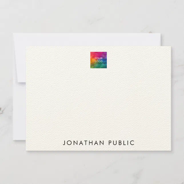 Felt Ecru Upload Your Own Logo Professional Note Card | Zazzle