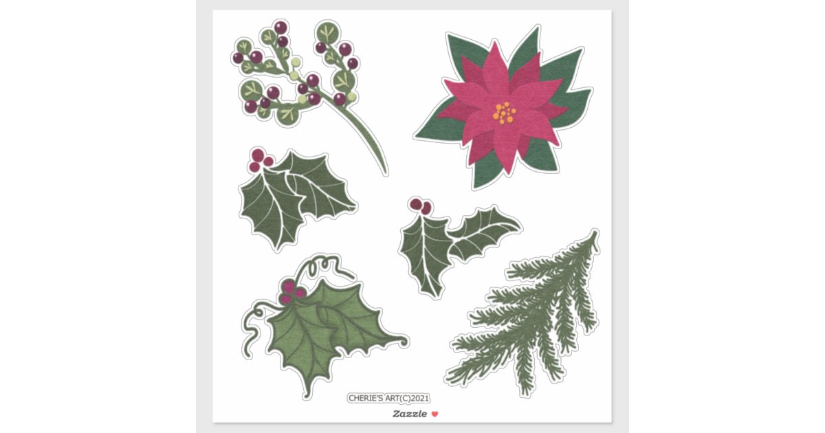 Felt Style Christmas Decorations Sticker | Zazzle