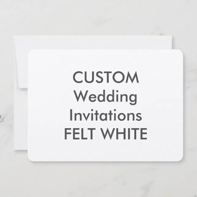 FELT WHITE 110lb 6.25" x 4.5" Wedding Invitations | Zazzle