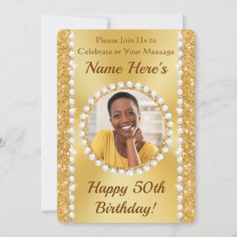 Female 50th Birthday Invitations for Her, PHOTO | Zazzle