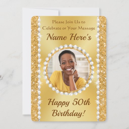 Female 50th Birthday Invitations for Her, PHOTO | Zazzle