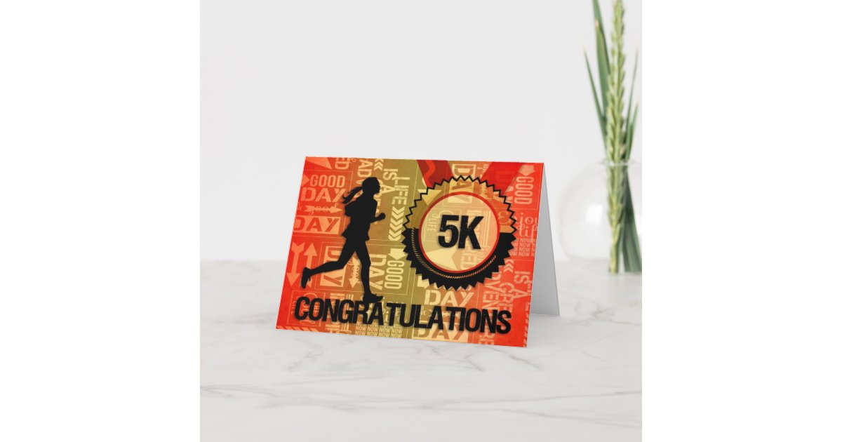 Female 5K Runner Congratulations Sports Card | Zazzle