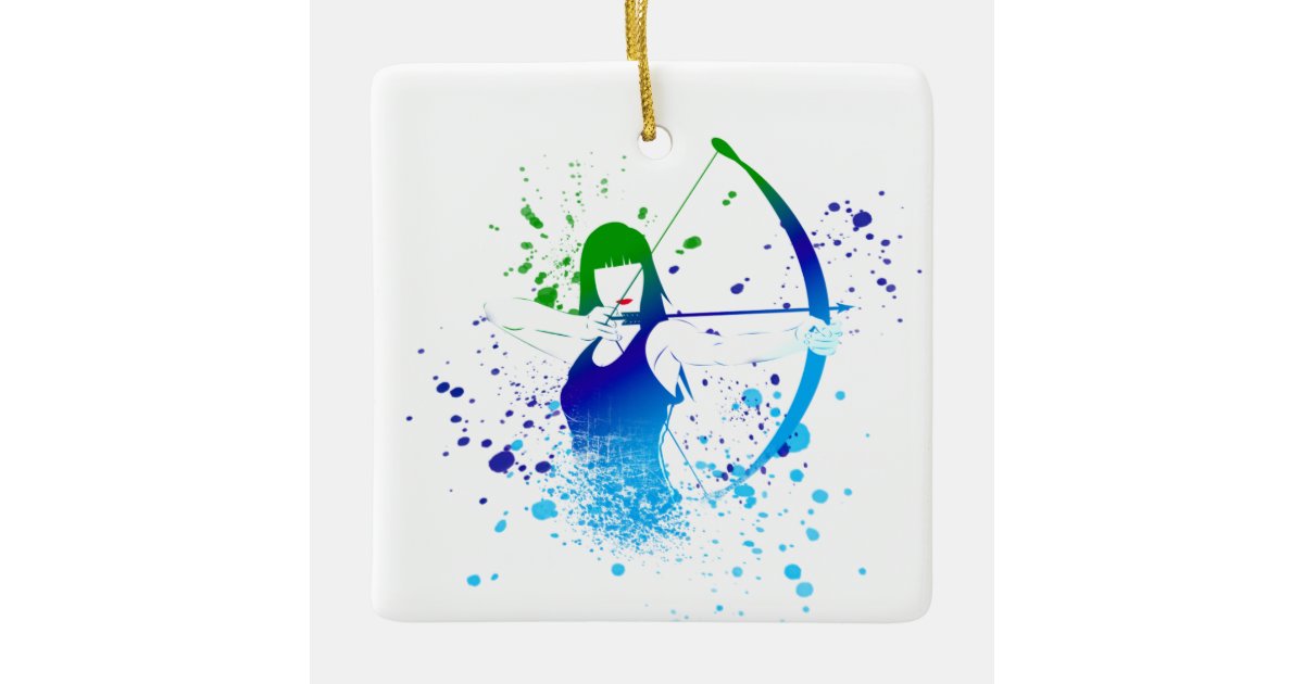 Female Archer Paint Splash Ceramic Ornament | Zazzle
