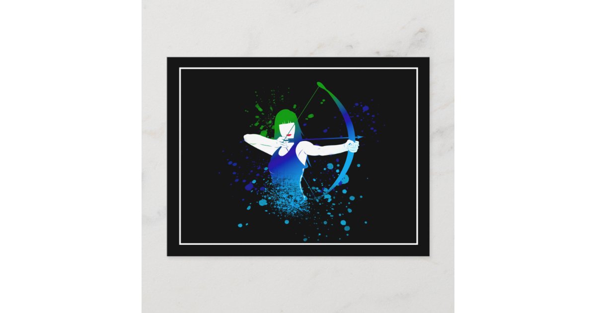 Female Archer Paint Splash Postcard | Zazzle