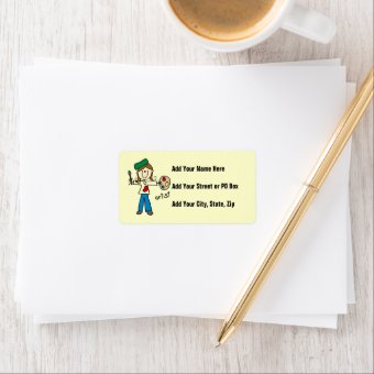 Female Artist Stick Figure Label | Zazzle