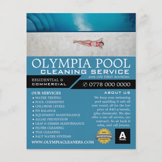 Female Bather, Swimming Pool Cleaning Advertising Flyer | Zazzle