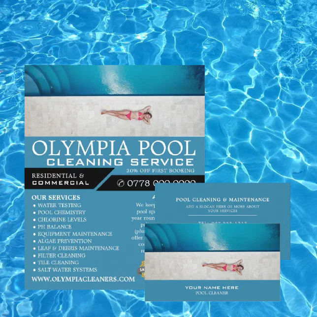 Female Bather, Swimming Pool Cleaning Advertising Flyer | Zazzle