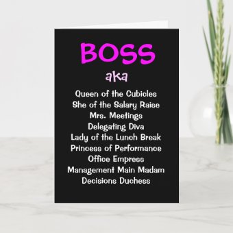 Female Boss Joke Names | Funny Boss Christmas Card | Zazzle