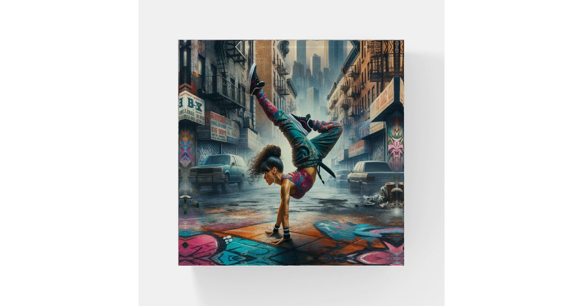 Female Breakdancer NYC – Urban B-Girl Art Paperweight | Zazzle