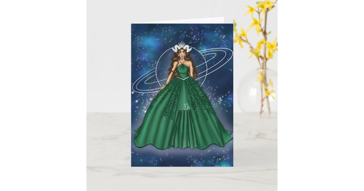 Female Capricorn Goddess Planet Saturn Birthday Card | Zazzle