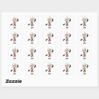 Female Chef With Mitts and Wooden Spoon Square Sticker | Zazzle