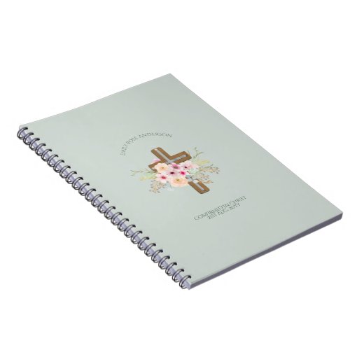 Female Confirmation Gift Floral Cross Personalized Notebook | Zazzle