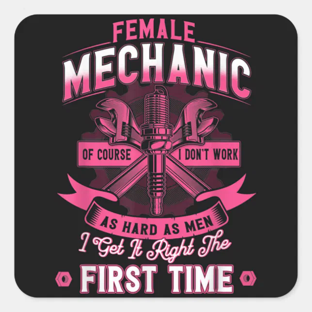 Female Diesel Mechanic Female Mechanic Square Sticker | Zazzle