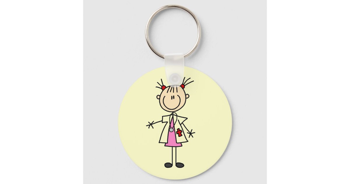 Female Doctor Stick Figure Keychain | Zazzle
