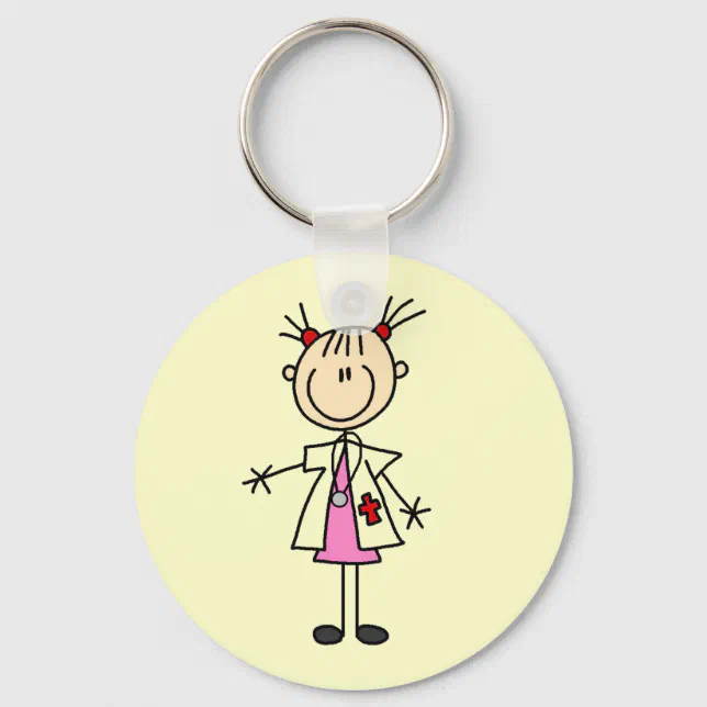Female Doctor Stick Figure Keychain | Zazzle