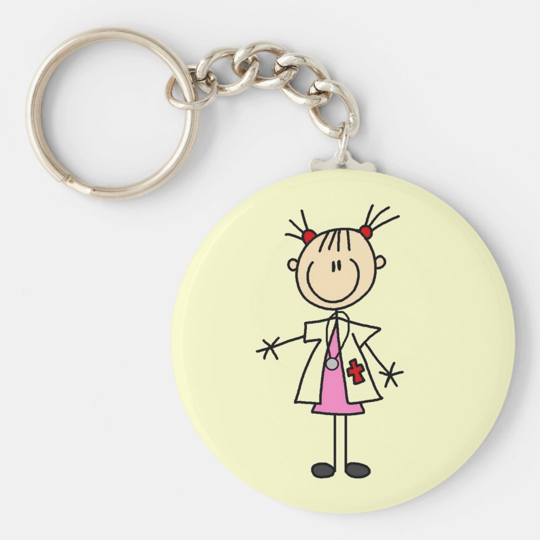 Female Doctor Stick Figure Keychain | Zazzle