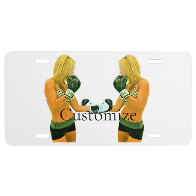 Female Fitness Model boxing Thunder_Cove License Plate | Zazzle