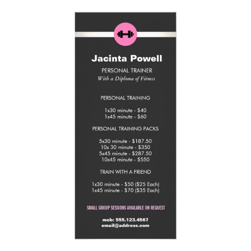 Female Fitness Personal Trainer Price List Menu | Zazzle