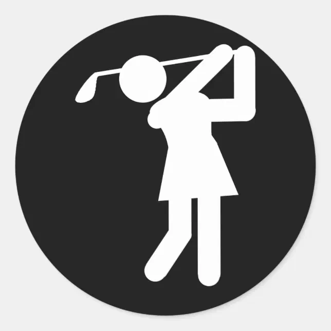 Female Golfer - Woman Golf Symbol Classic Round Sticker | Zazzle