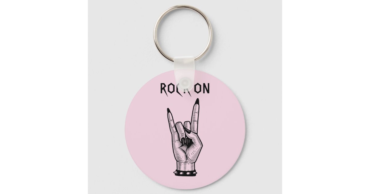 Female Hand Rocker horns Sign art illustration Keychain | Zazzle
