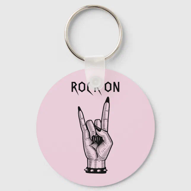 Female Hand Rocker horns Sign art illustration Keychain | Zazzle