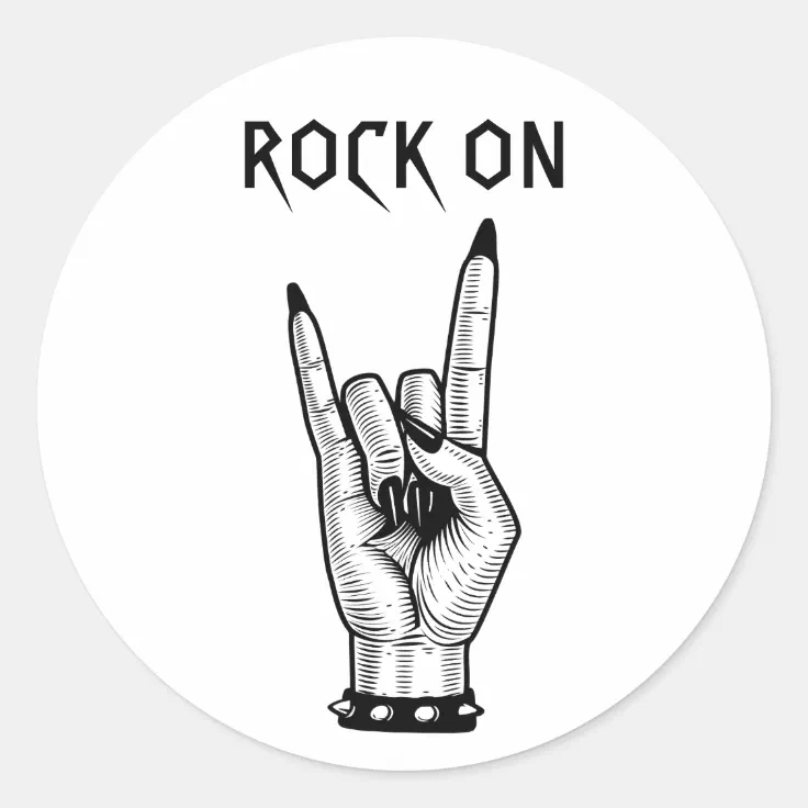 Female Hand Rocker Sign art illustration Classic Round Sticker | Zazzle
