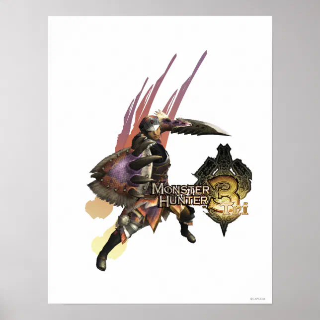 Female Hunter with Sword and Shield, Jaggi Armor Poster | Zazzle